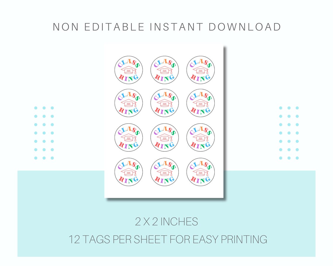 Class Ring Printable Tag: Graduation Favor (instant Download) - Etsy