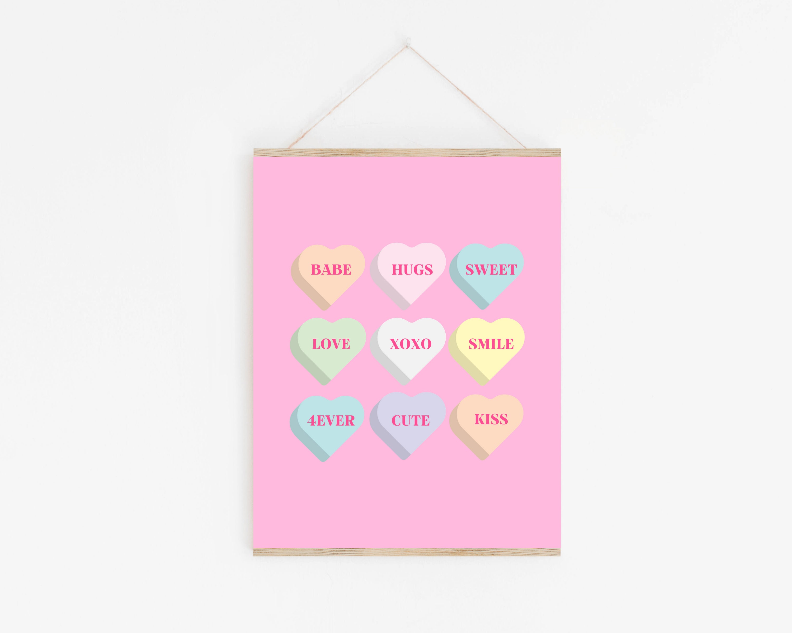 Candy Hearts Valentine Print | Candy Hearts Printable | Conversation ...