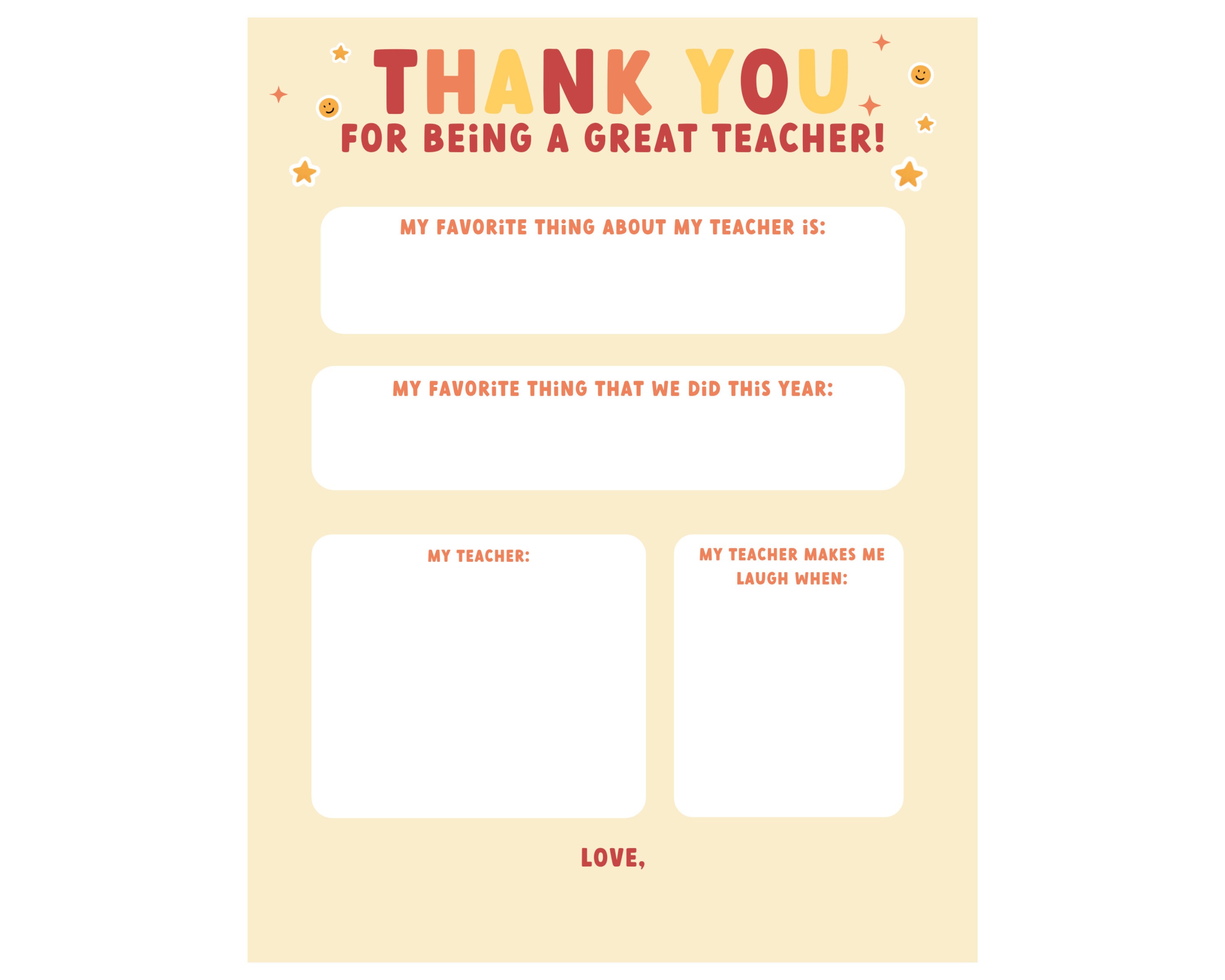 All About My Teacher Printable | Teacher Interview | Teacher ...