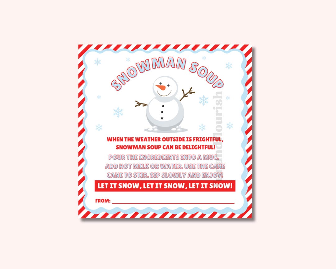 Snowman Soup Printable Tag | Snowman Soup Poem | Hot Chocolate Tag ...