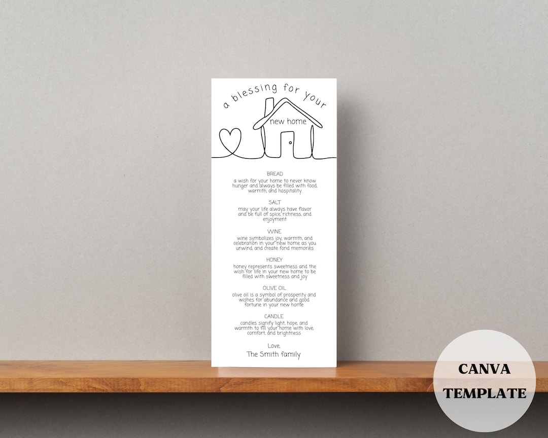 House Blessing Tag | New Home Printable Gift Tag | Housewarming Gift ...