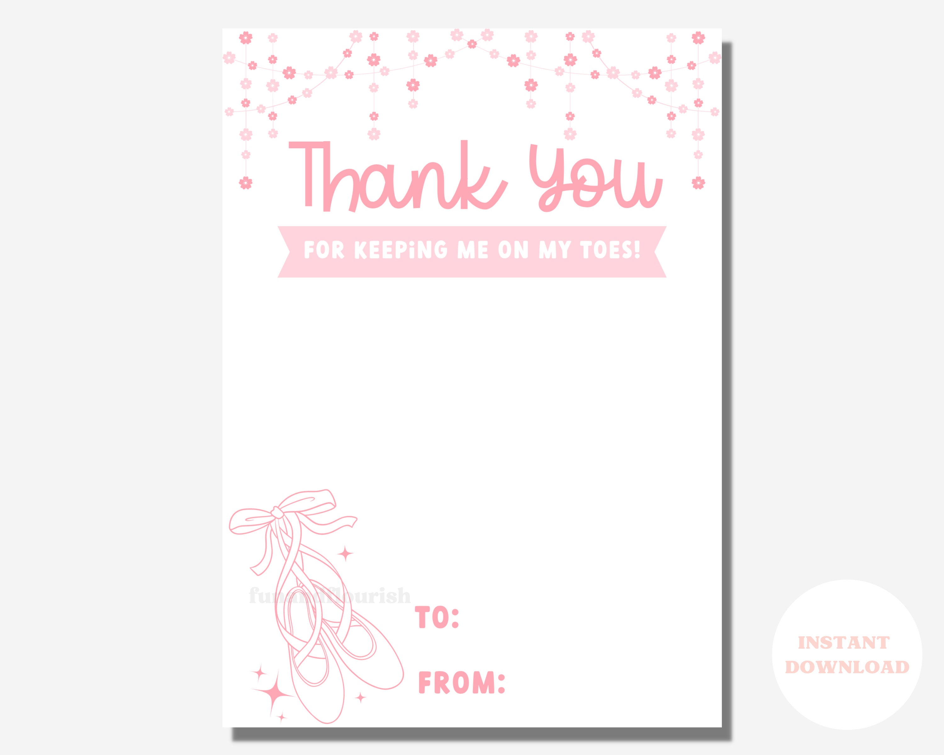 Ballet Teacher Thank You Printable Dance Teacher Gift Card - Etsy