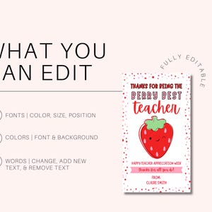 Printable Teacher Appreciation Tag | “berry Best Teacher” Strawberry ...