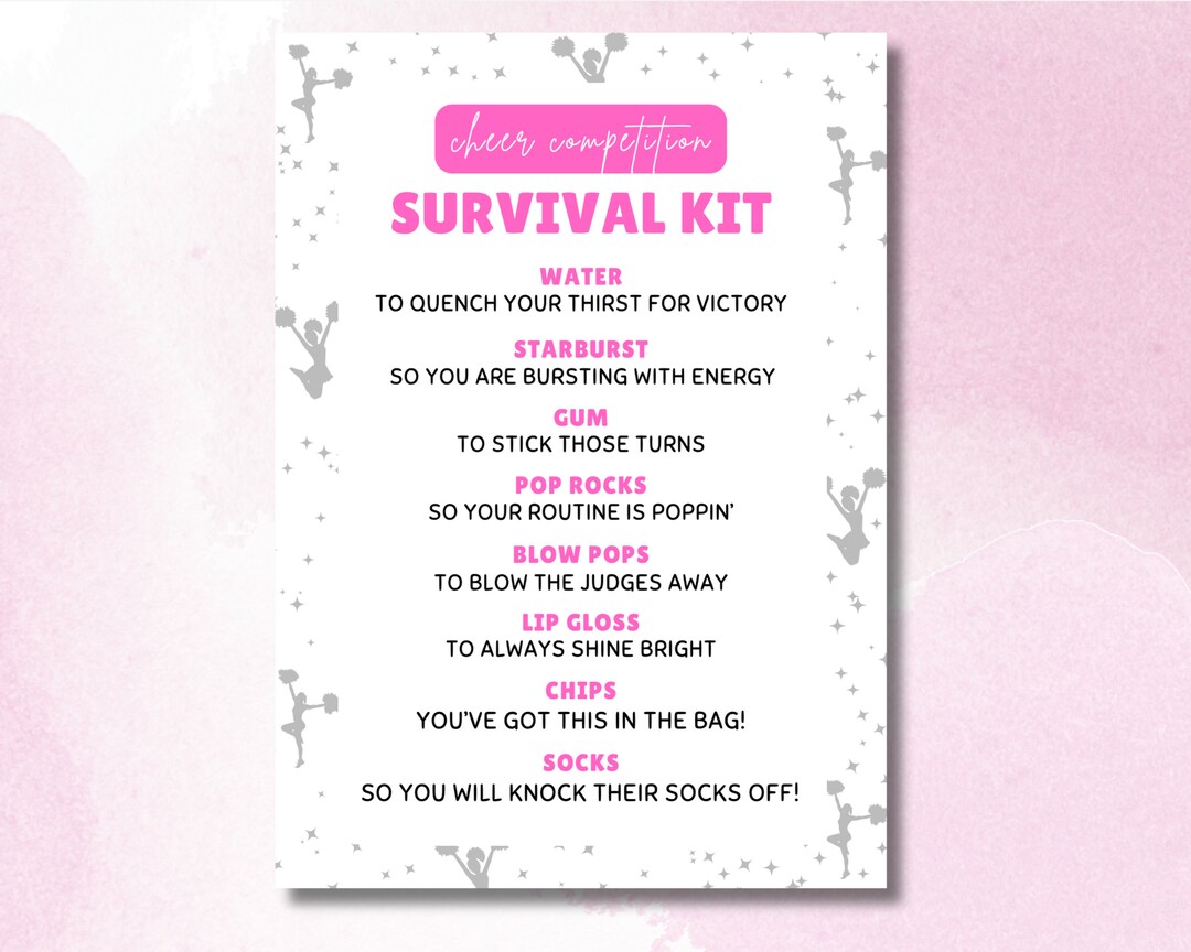 Cheer Competition Survival Kit Printable | Pink | Printable Cheer Team ...