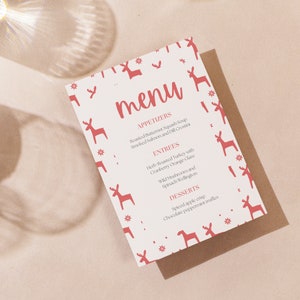 Christmas Printable Menu | Red Holiday Menu Card | Canva Template ...