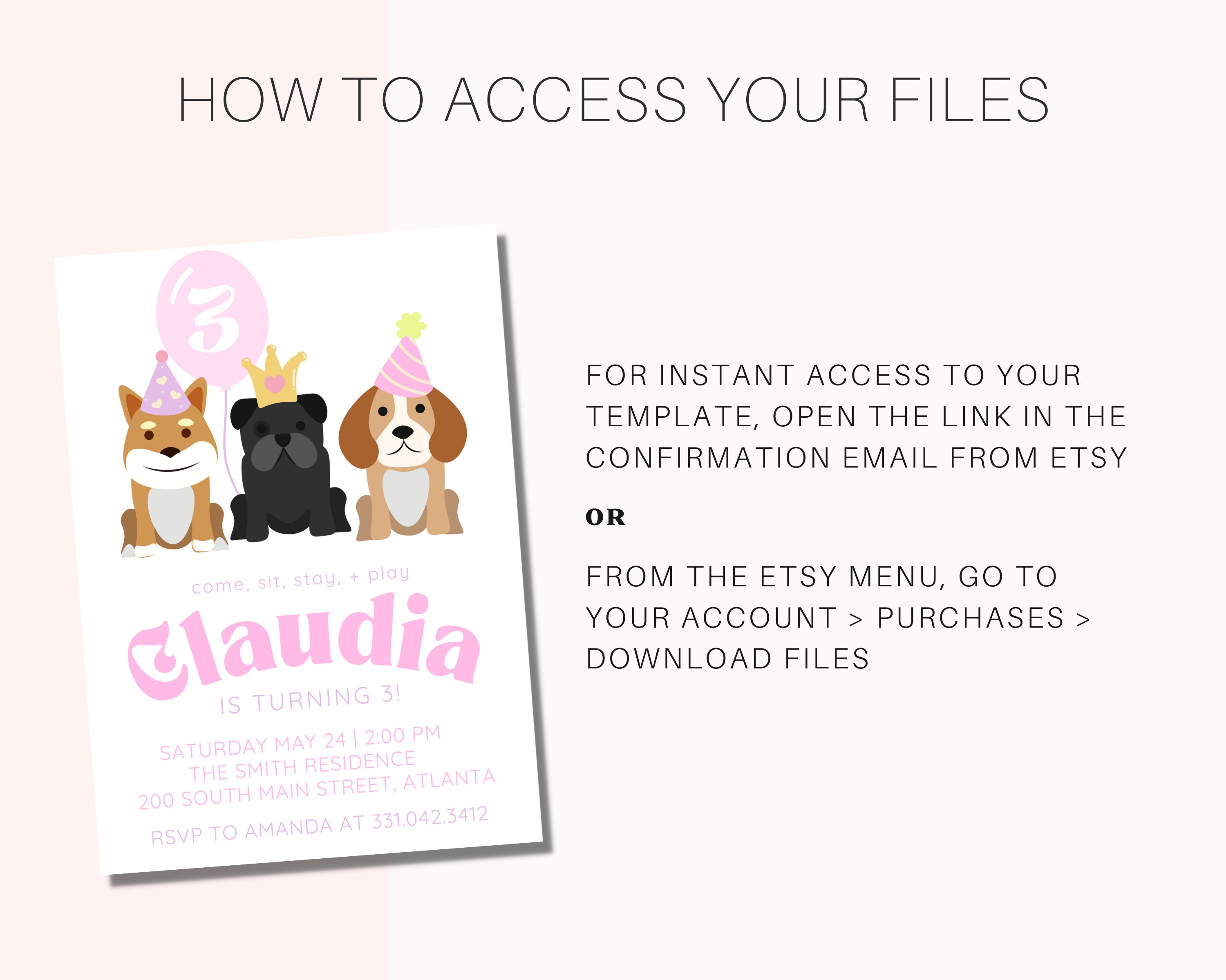 Come Sit Stay Birthday Invitation | Editable Puppy Invitation | Let's ...