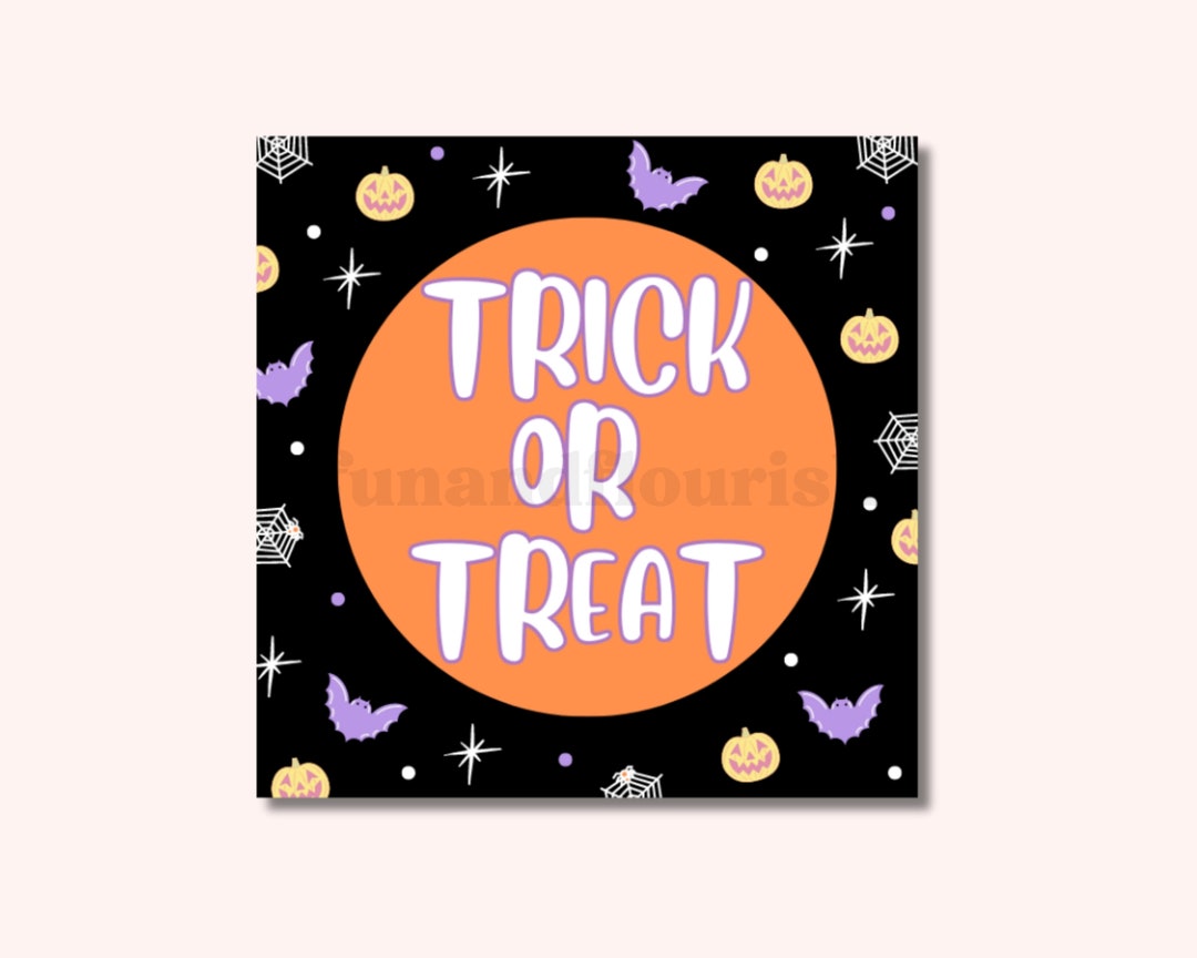 Printable Cookie Tag Trick or Treat | Halloween Treat Tag | 2 Inch ...