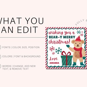 Have A Beary Merry Christmas Gift Tag | Christmas Class Party Favor ...