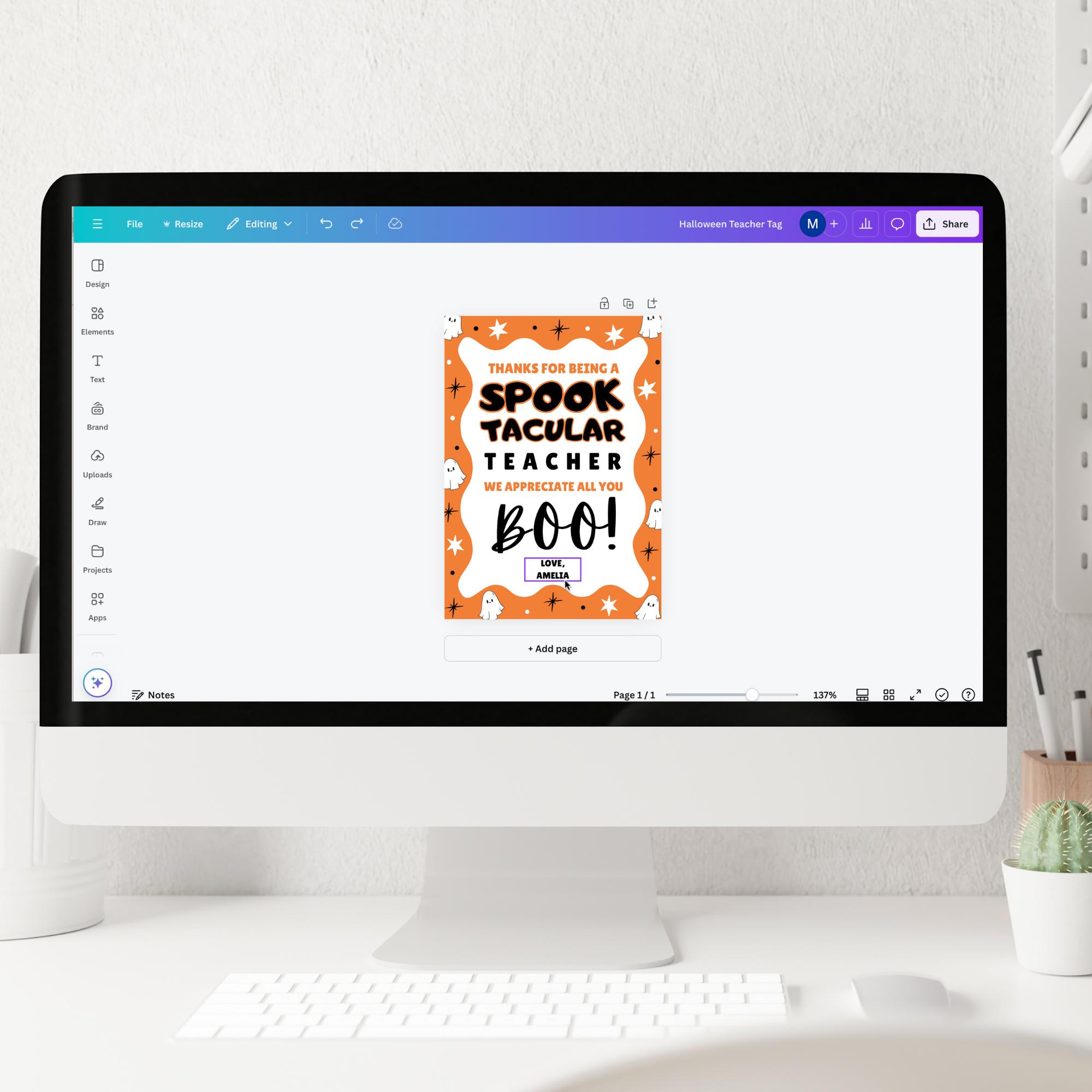 Printable Spooktacular Teacher Halloween Gift Tag | Halloween Teacher ...