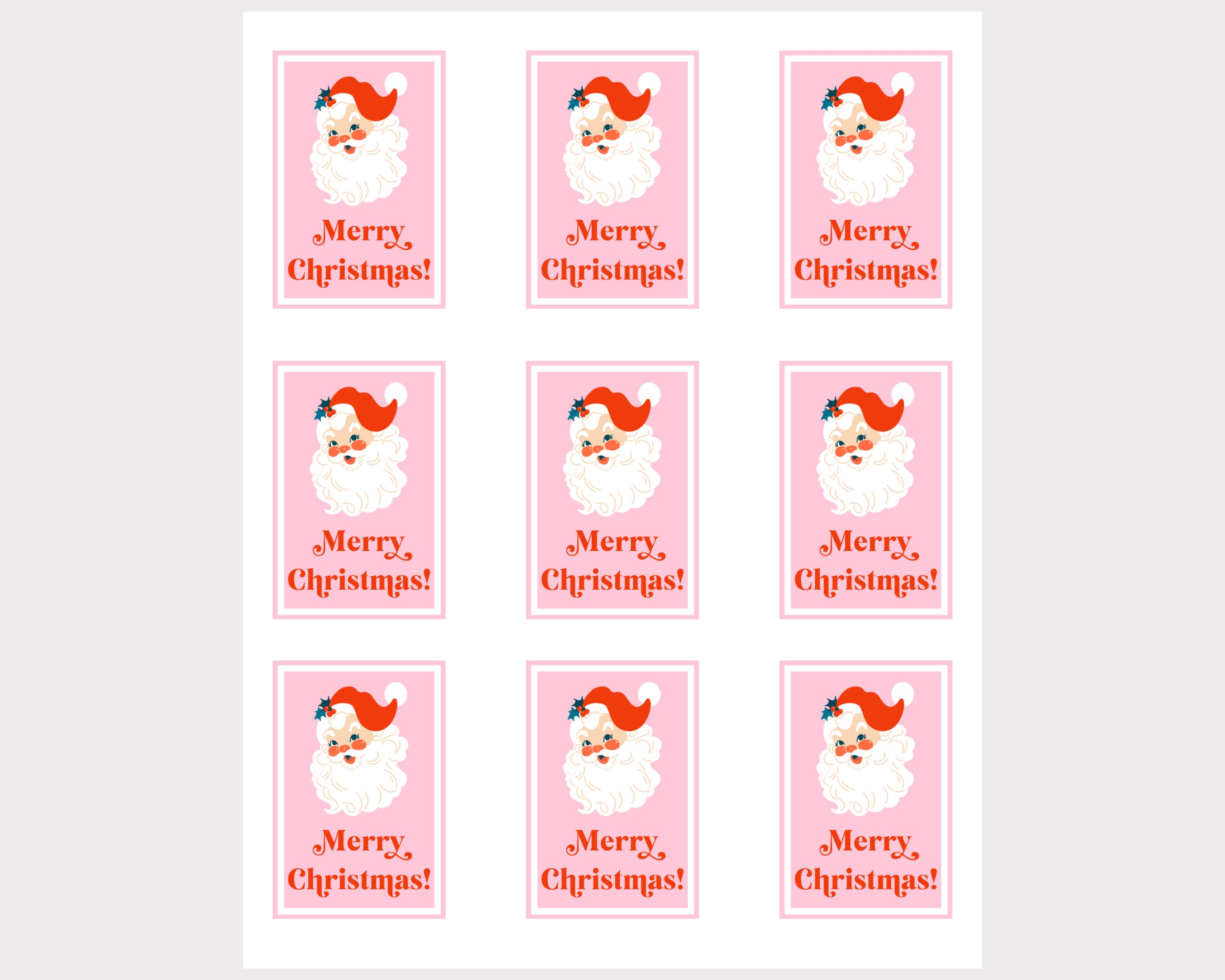 Pink Christmas Tags Printable Printable Pastel Christmas | Etsy