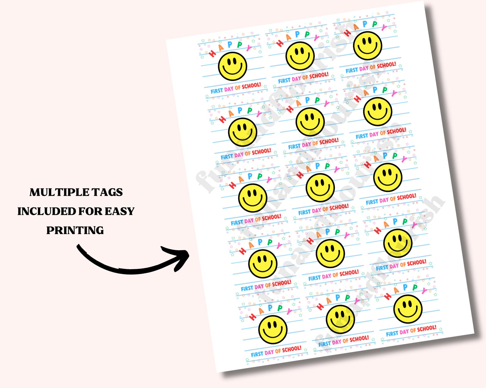 Printable Back to School Cookie Tag - Happy First Day | Smiley Face ...