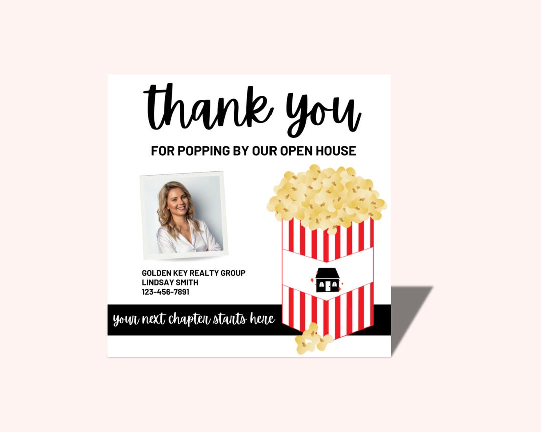 Real Estate Open House Popcorn Tag: Realtor Marketing Canva Template (3 ...