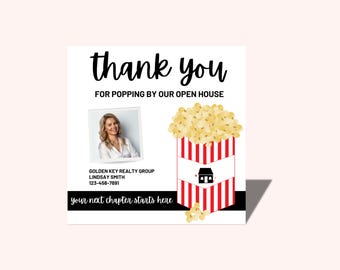 PRINTABLE Open House Popcorn Tags, Real Estate Listing Open House Thank ...
