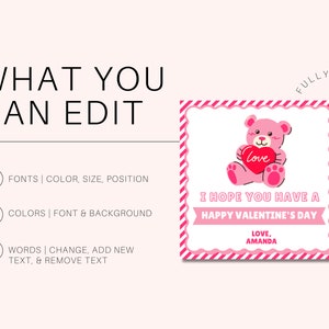 Bear Valentine Tag | Kids Valentines for School | Bear Grahams ...