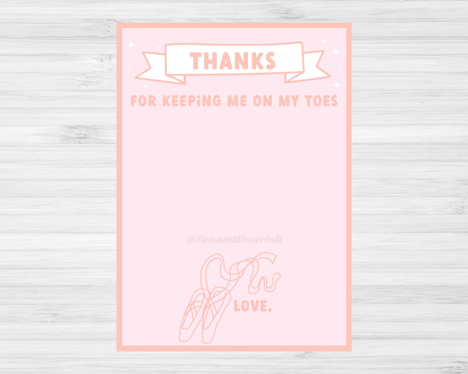 Ballet Teacher Thank You Printable Dance Teacher Gift Card | Etsy