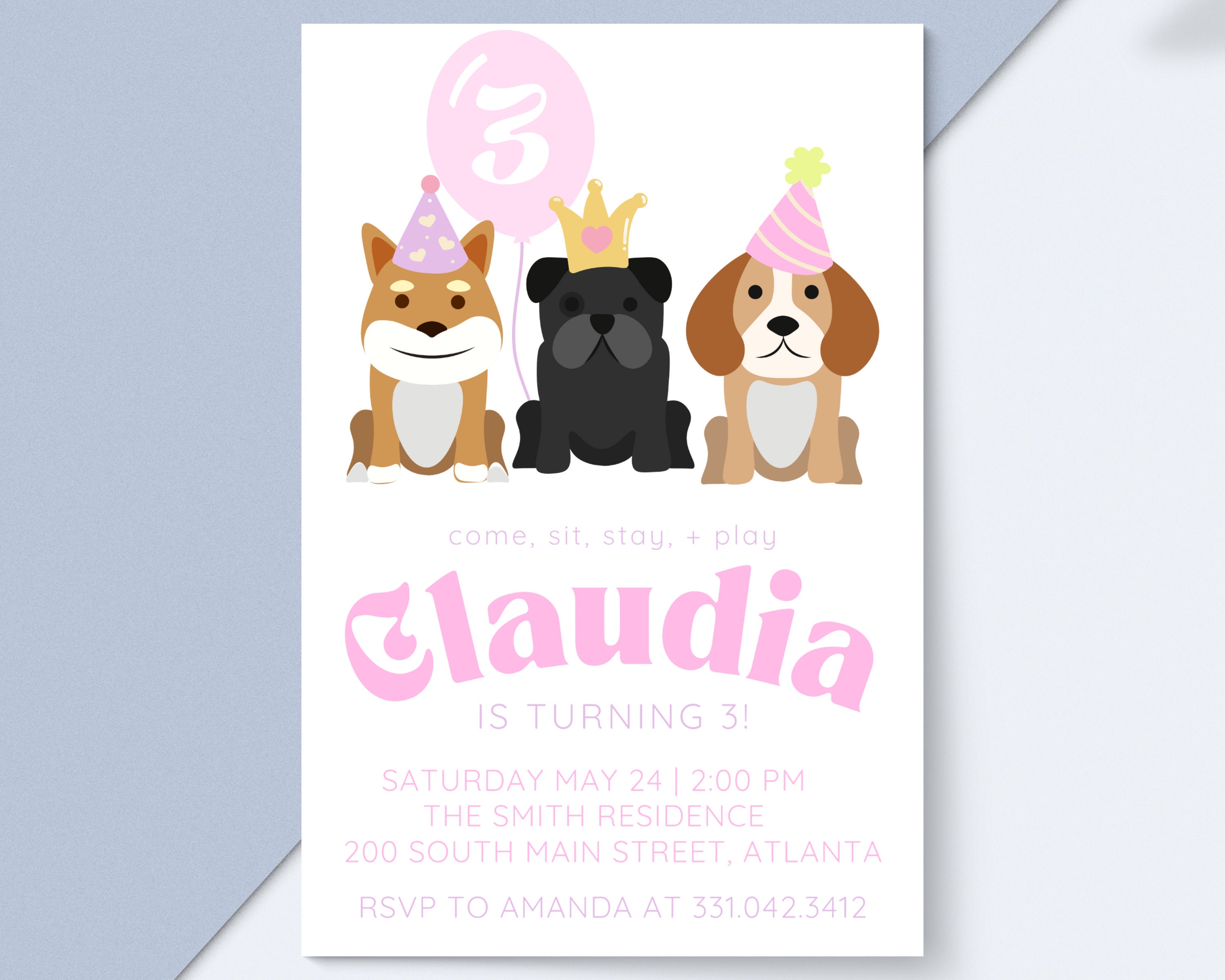 Come Sit Stay Birthday Invitation | Editable Puppy Invitation | Let's ...