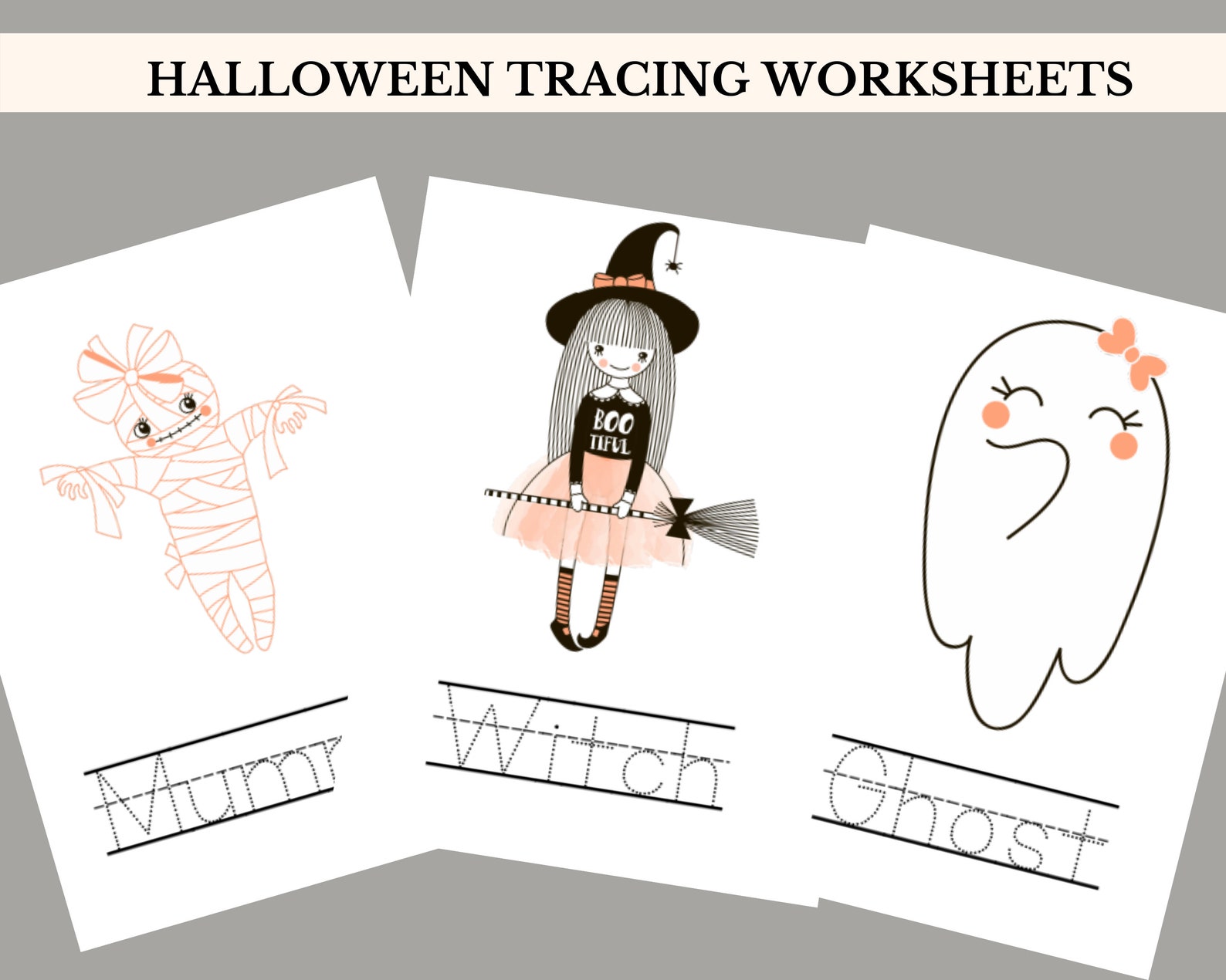 Halloween Preschool Printable Tracing Worksheets Preschool | Etsy