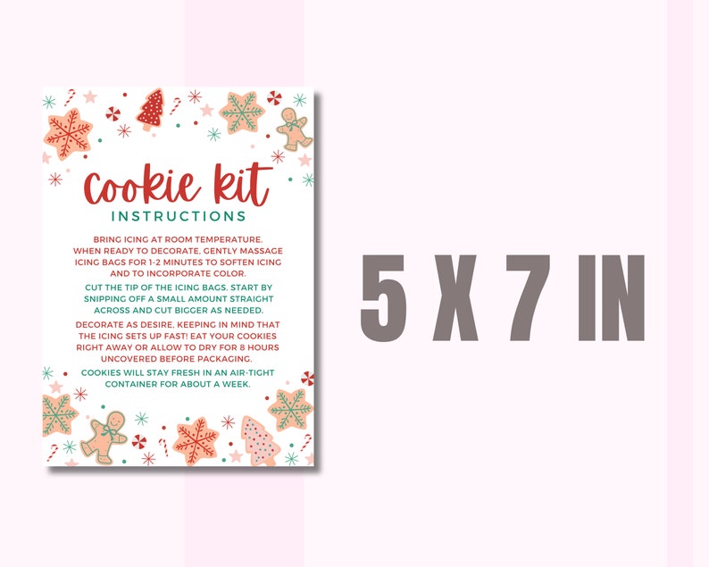 Christmas Cookie Kit Instructions Tag | Editable Christmas Cookie ...
