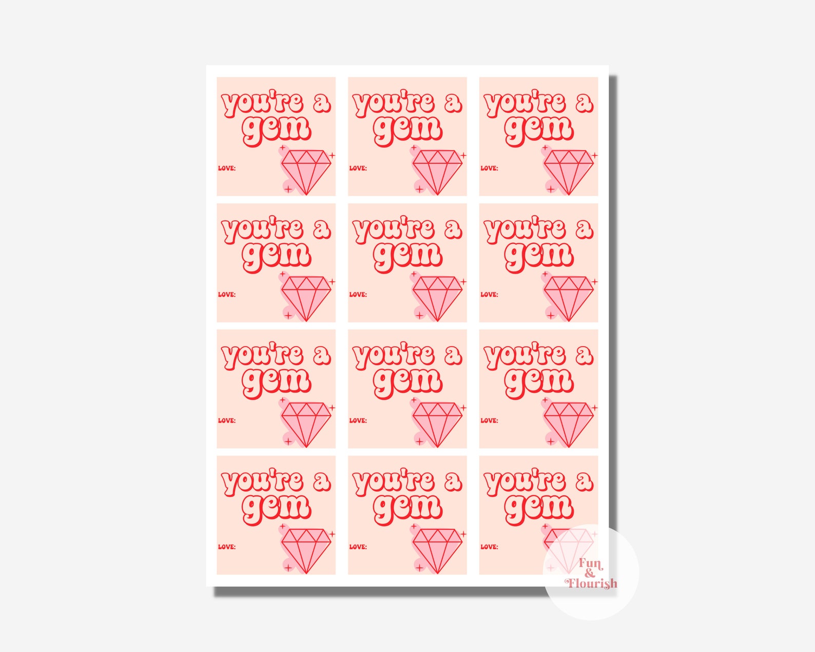 Ring Pop Valentine Tag | You're A Gem Tag | Gem Ring Tag | Printable ...