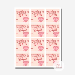 Ring Pop Valentine Tag | You're A Gem Tag | Gem Ring Tag | Printable ...
