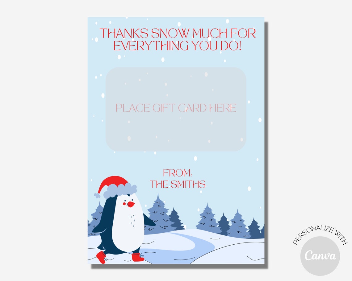 Teacher Christmas Gift Card Holder | Thank You Snow Much Gift Card ...