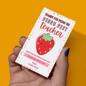 Printable Teacher Appreciation Tag | “berry Best Teacher” Strawberry ...