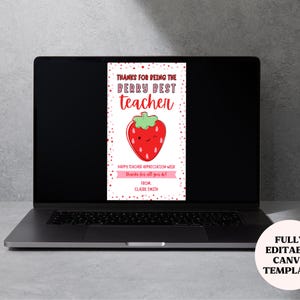 Printable Teacher Appreciation Tag | “berry Best Teacher” Strawberry ...