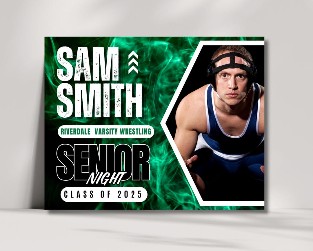 Senior Night Wrestling Poster Template | Editable High School Wrestling ...