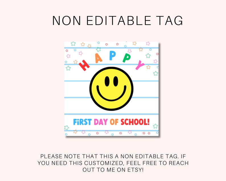 Printable Back to School Cookie Tag - Happy First Day | Smiley Face ...