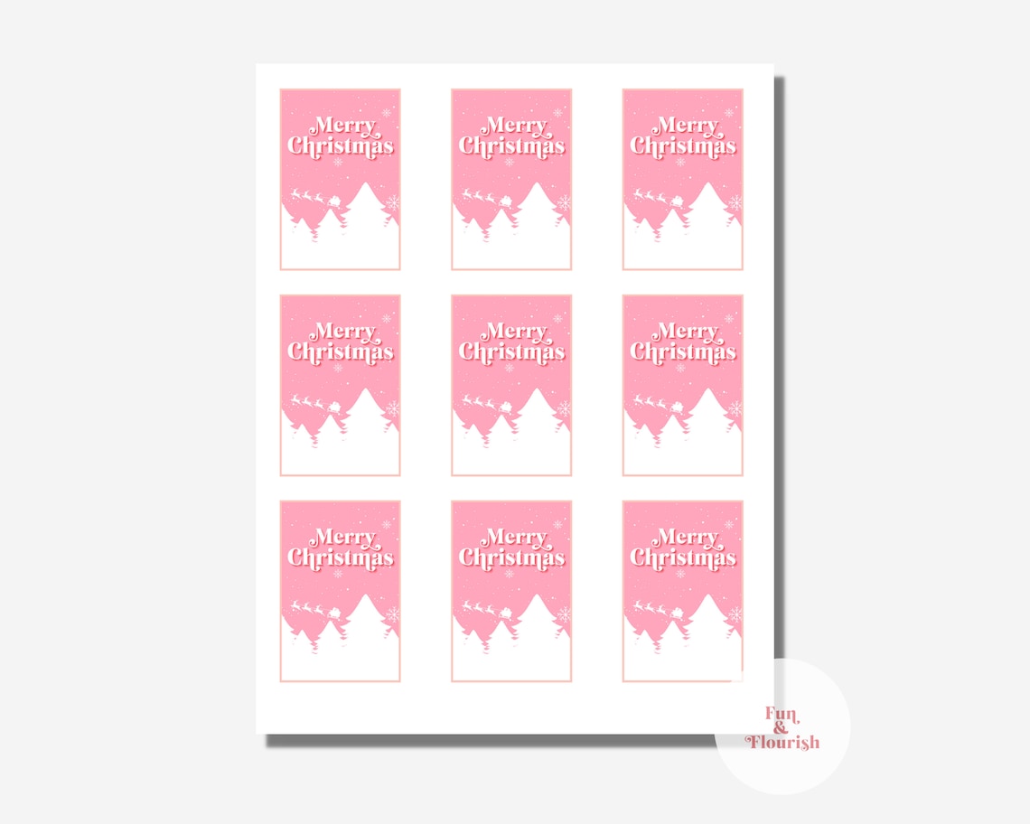 Pink Christmas Tags Printable Printable Pastel Christmas | Etsy