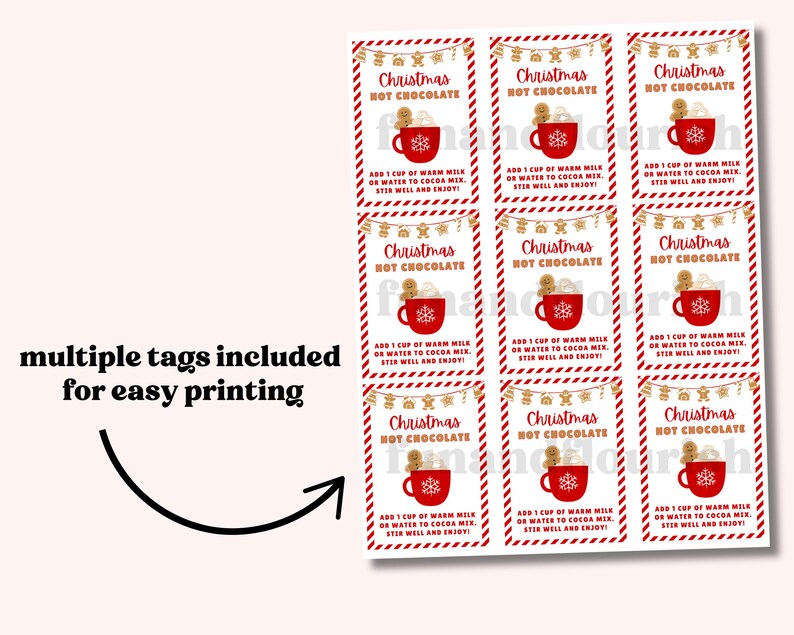 Printable Hot Chocolate Mix Gift Tag | Hot Cocoa Mix Tag | Christmas ...