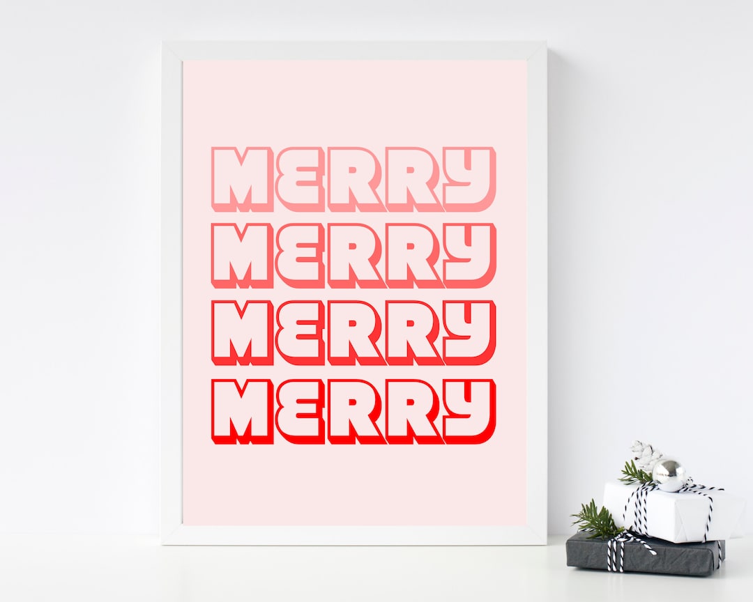 Merry Printable | Merry Christmas Printable | Colorful Christmas Art ...