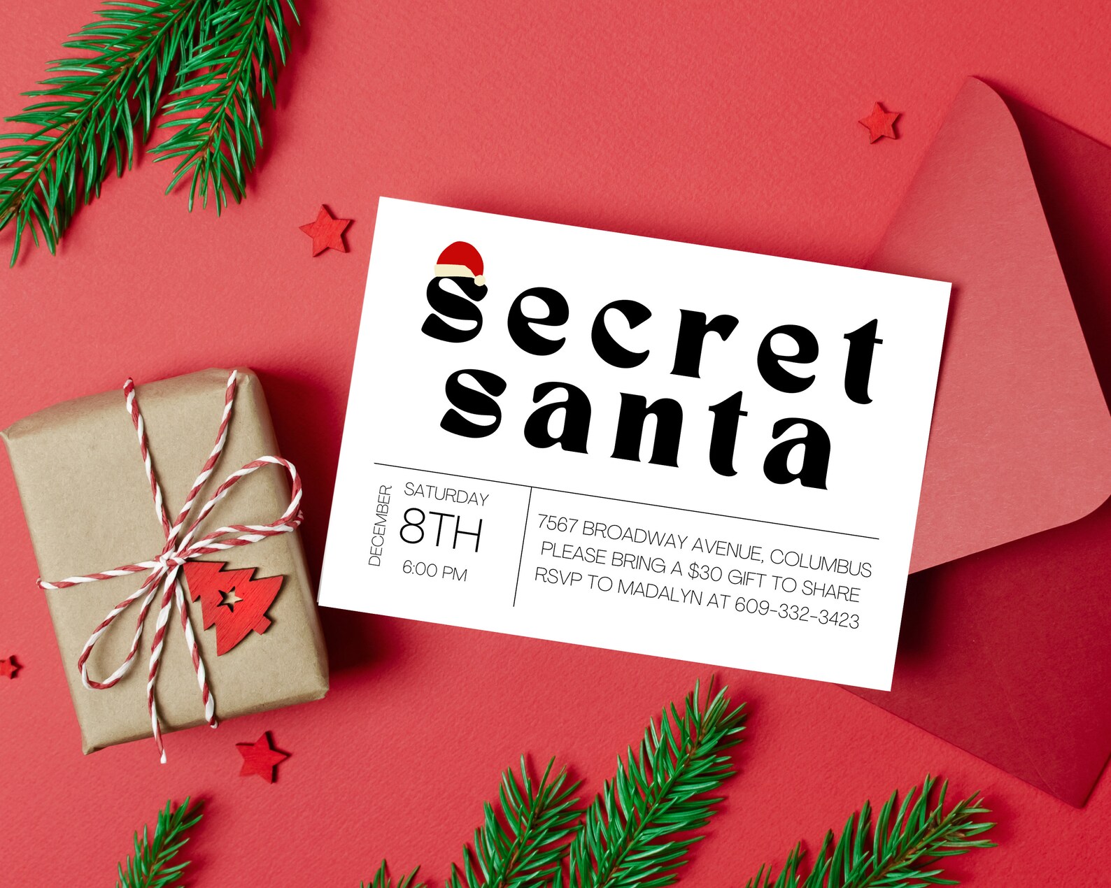 Minimalist Secret Santa Invitation | Secret Santa Invitation ...