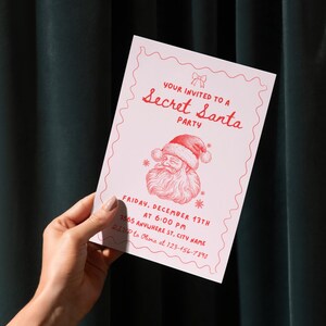 Secret Santa Party Invitation | Pink Christmas Invite | Holiday Party ...
