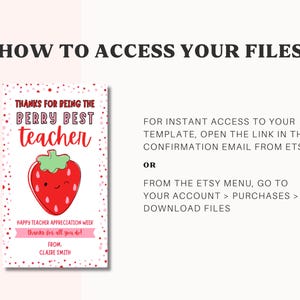 Printable Teacher Appreciation Tag | “berry Best Teacher” Strawberry ...