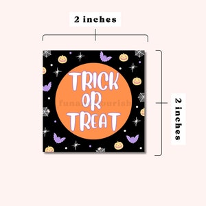 Printable Cookie Tag Trick or Treat | Halloween Treat Tag | 2 Inch ...