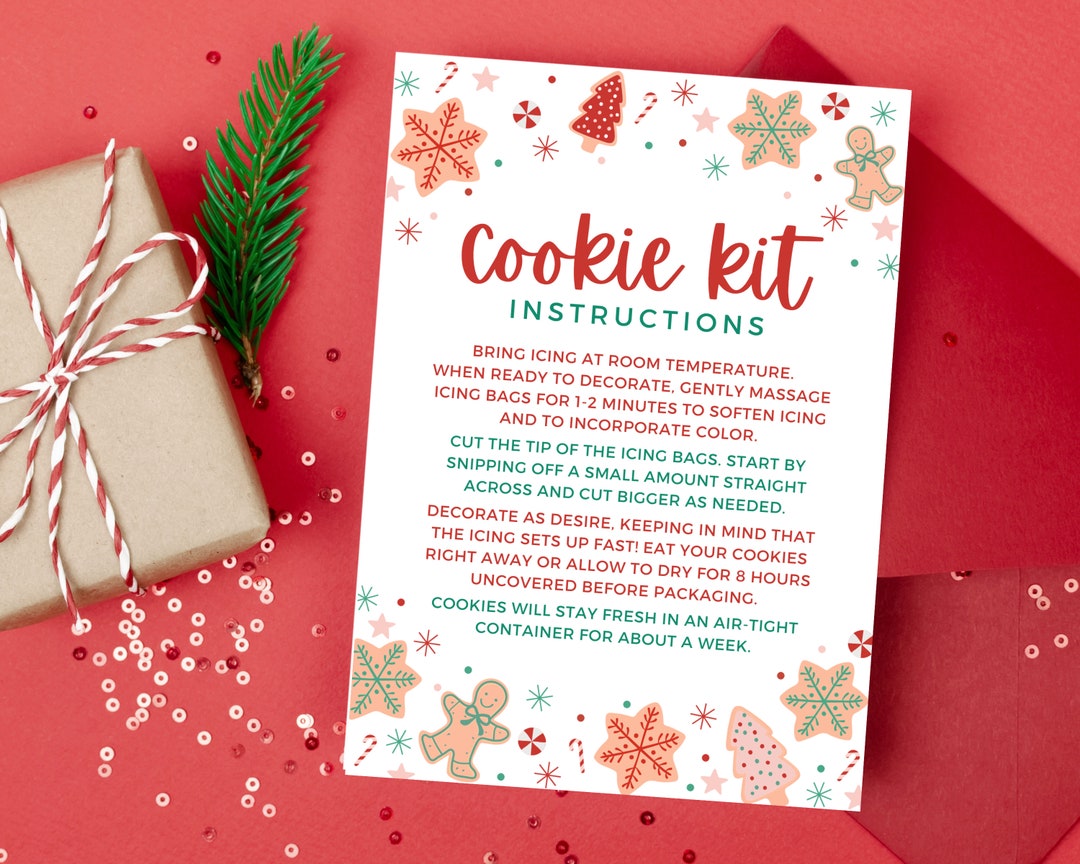 Christmas Cookie Kit Instructions Tag | Editable Christmas Cookie ...