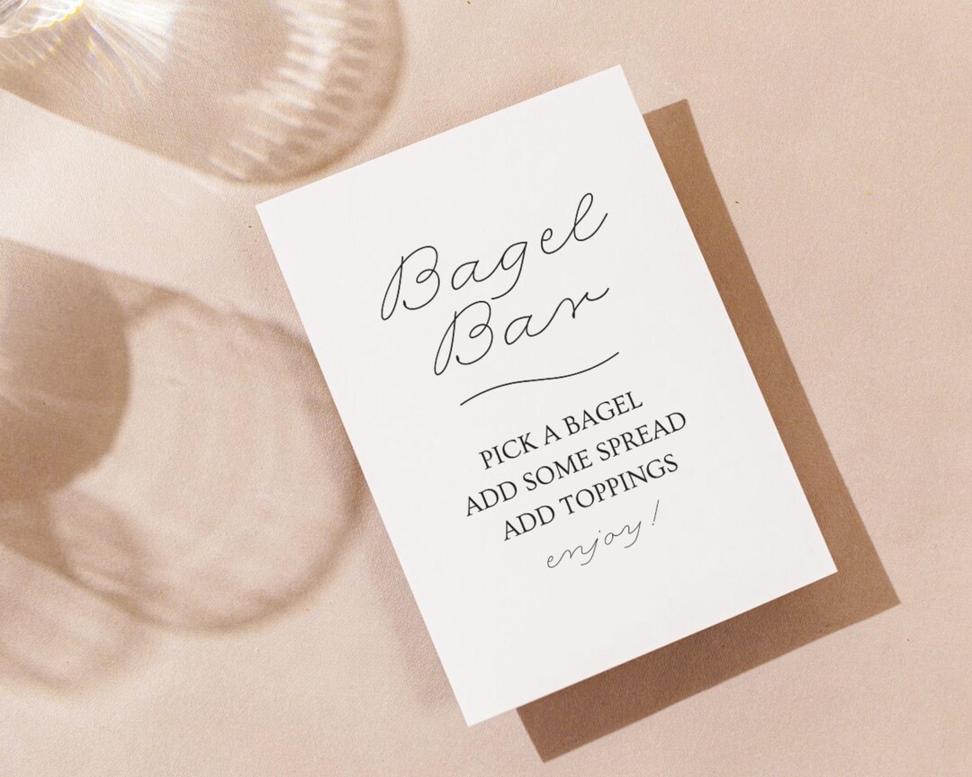 Bagel Bar Sign Printable | Minimalist | Breakfast Sign | Modern Bridal ...