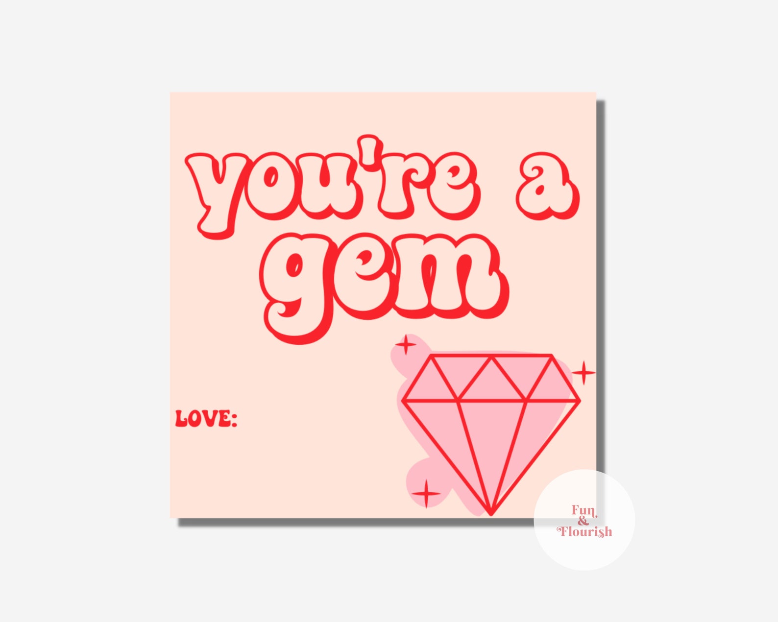 Ring Pop Valentine Tag | You're A Gem Tag | Gem Ring Tag | Printable ...