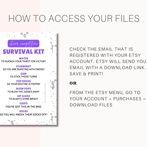 Cheer Competition Survival Kit Printable | Purple | Printable Cheer ...