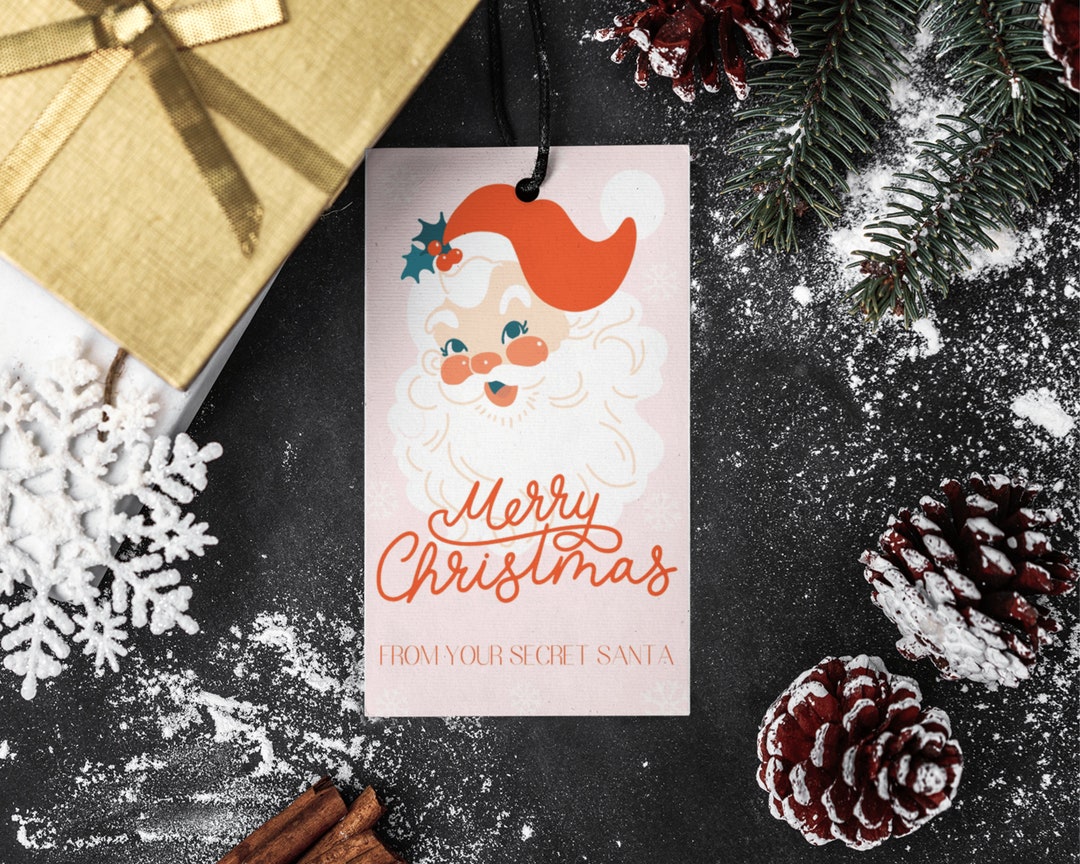 Printable Secret Santa Tag | Holiday Exchange Gift Tag | Pink Christmas ...
