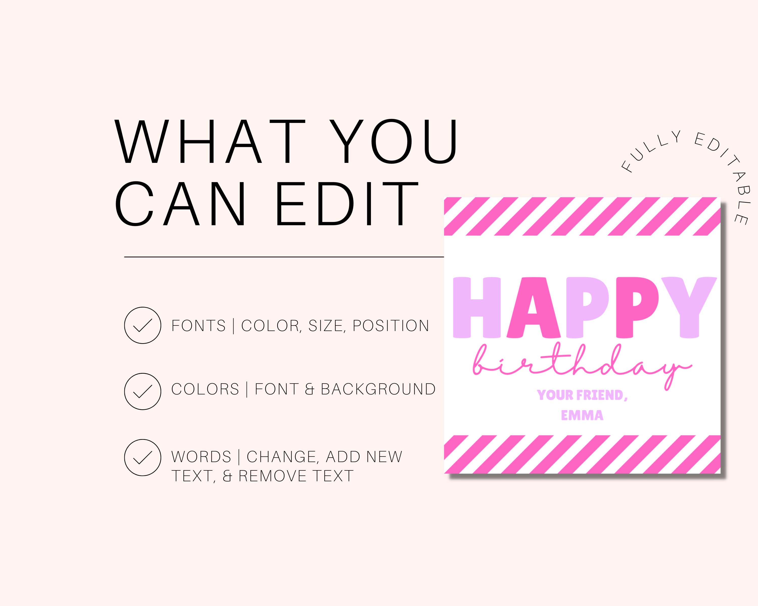 Editable Happy Birthday Gift Tag | Editable Gift Tag for Friends | Kids ...