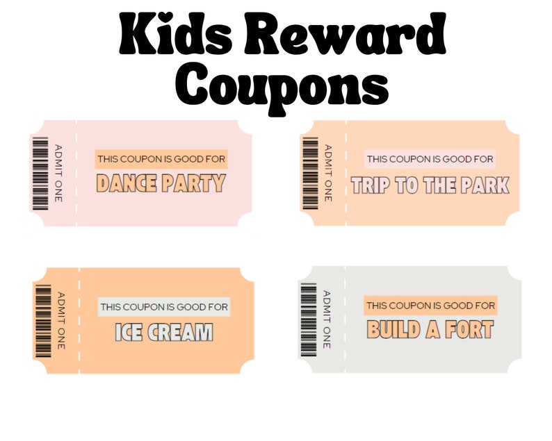 Kids Reward Coupons Kids Coupons Good Behavior Coupons Birthday Coupons ...