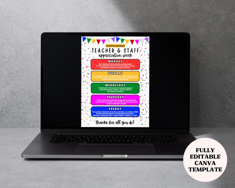 Editable Teacher Appreciation Week Flyer | Itinerary | Daily Theme ...