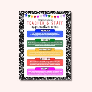Editable Teacher Appreciation Week Flyer | Itinerary | Daily Theme ...