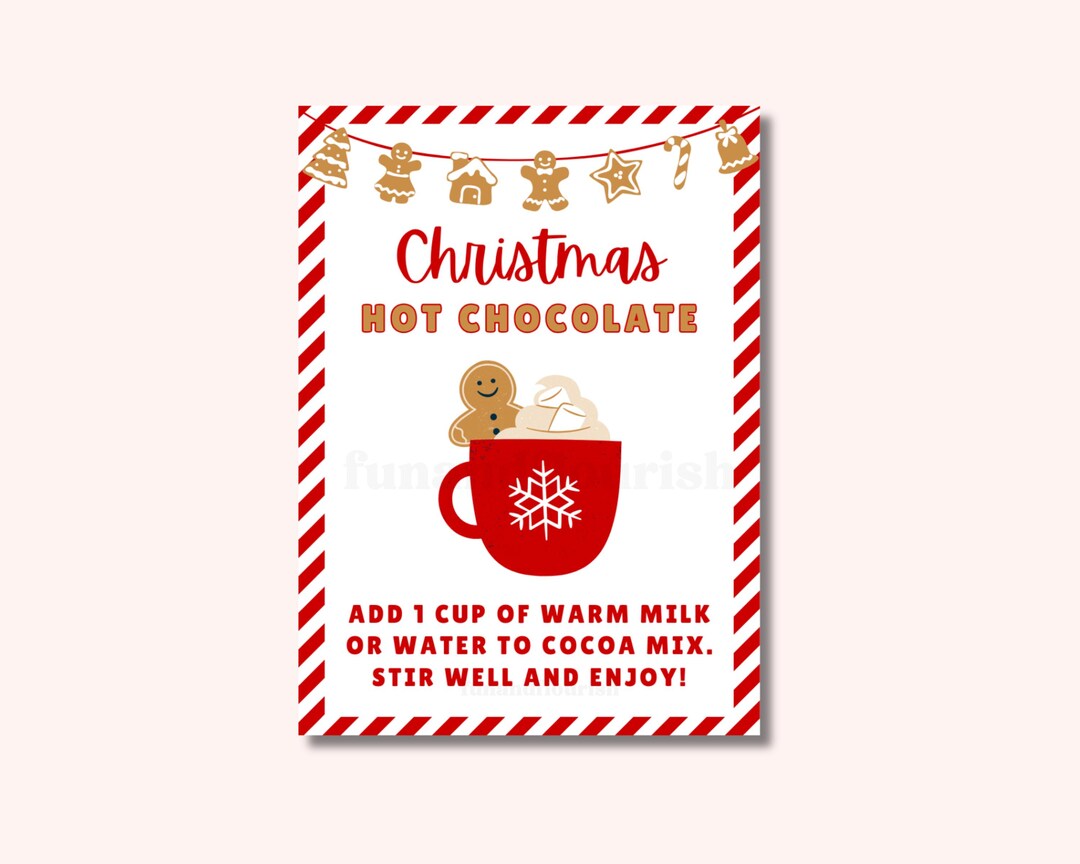 Printable Hot Chocolate Mix Gift Tag | Hot Cocoa Mix Tag | Christmas ...