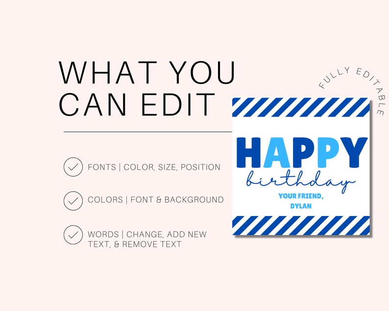 Editable Happy Birthday Gift Tag Editable Gift Tag for - Etsy