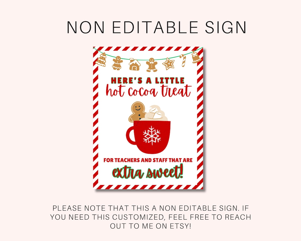 Printable Hot Cocoa Staff & Teachers Sign | Hot Chocolate Sign | Staff ...