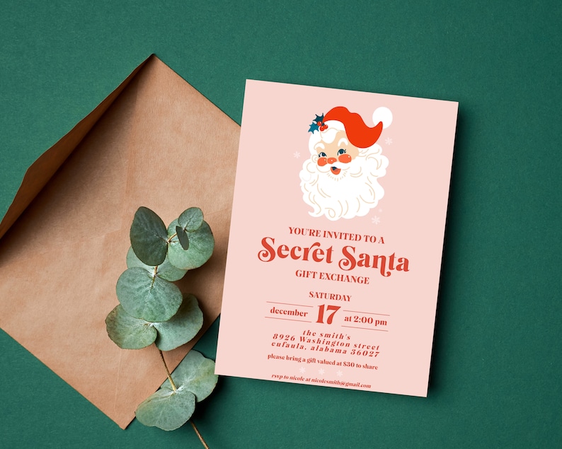 Secret Santa Party Invitation | Christmas Invite | Holiday Party | Gift ...