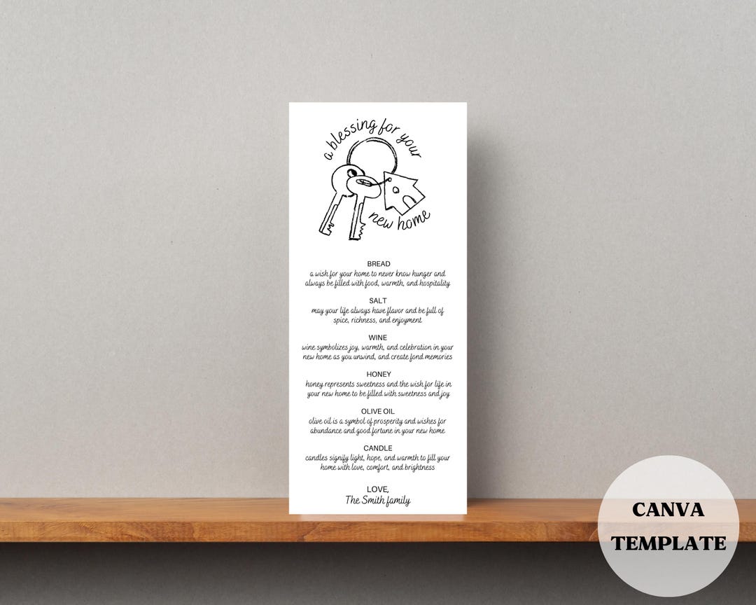 House Blessing Tag | New Home Printable Gift Tag | Housewarming Gift ...